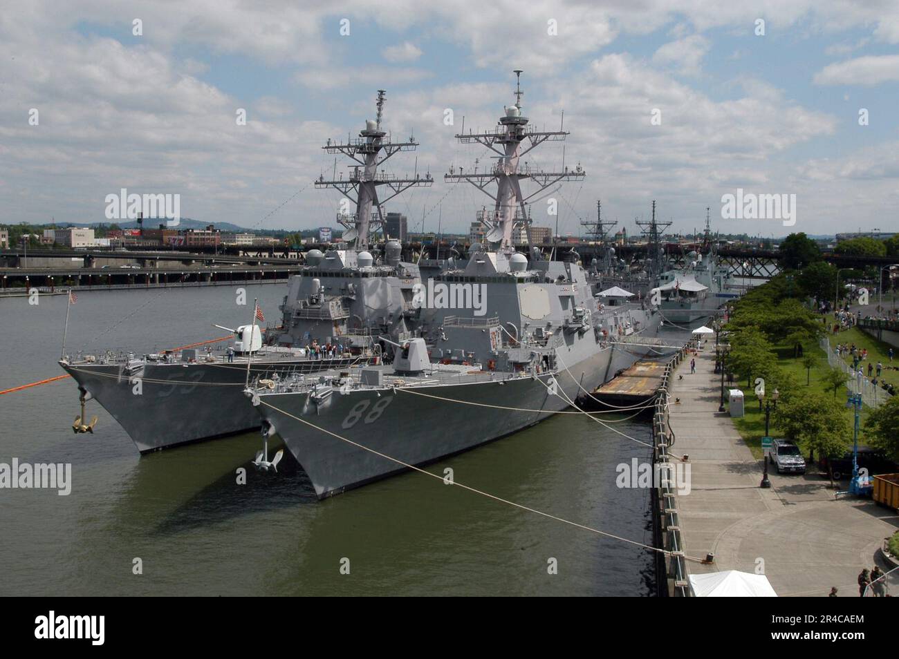 US Navy Guided missile destroyers USS John Paul Jones (DG 53) and USS ...