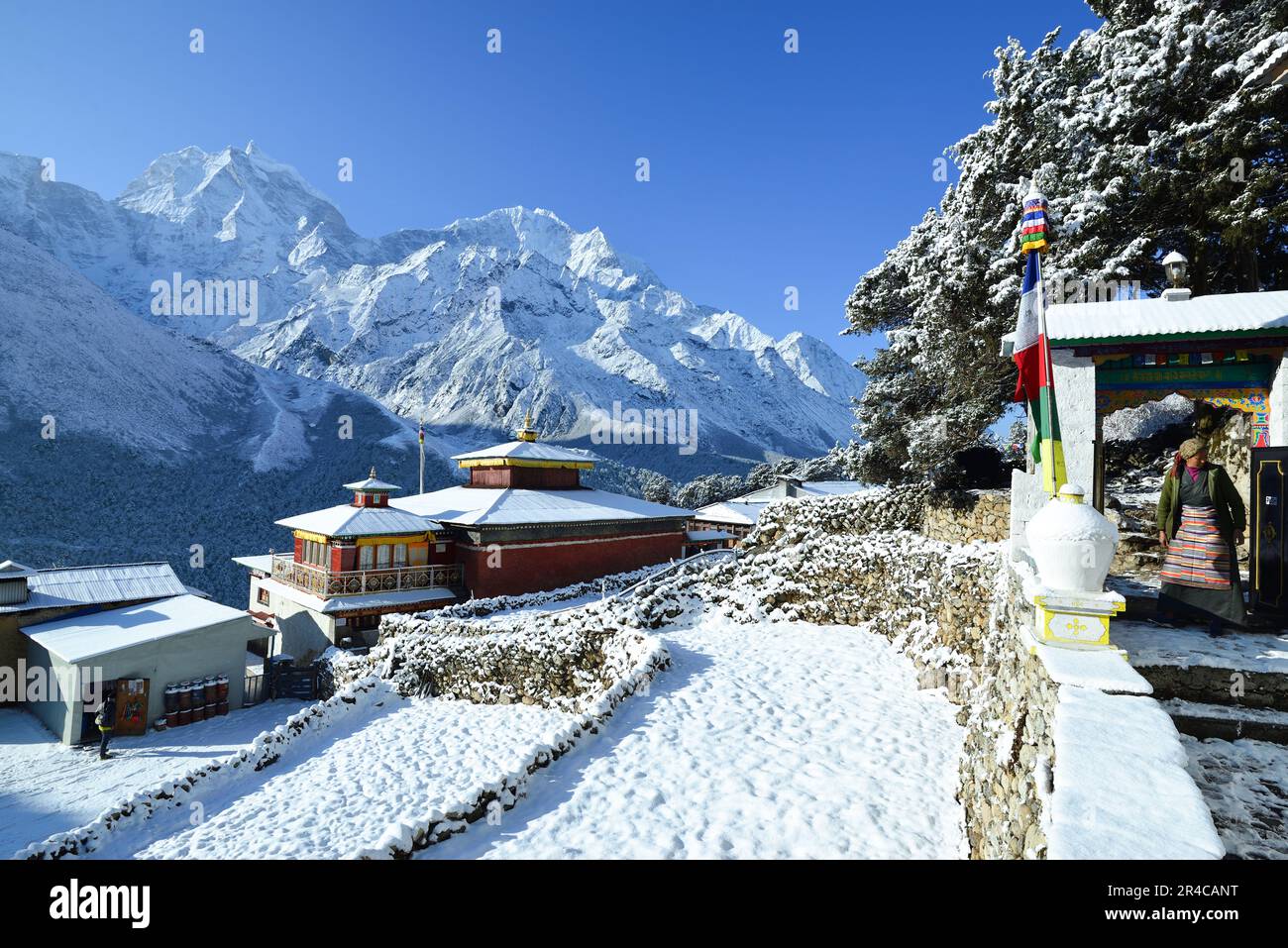 Old Pangboche Monastery all white with snow Stock Photo - Alamy