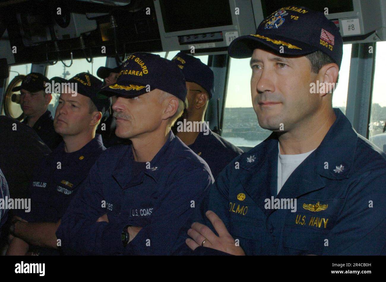 US Navy USS Mahan (DDG 72) Commanding Officer, Cmdr. Frank Olmo, and ...