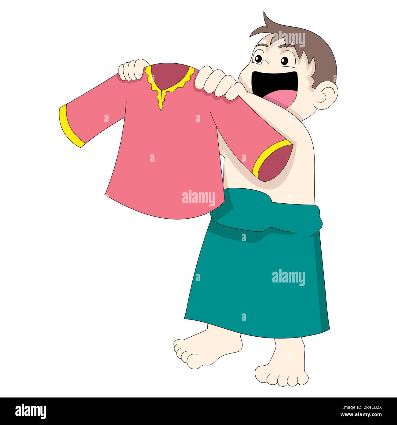 Boy is proud to wear nice new clothes. vector design illustration art ...