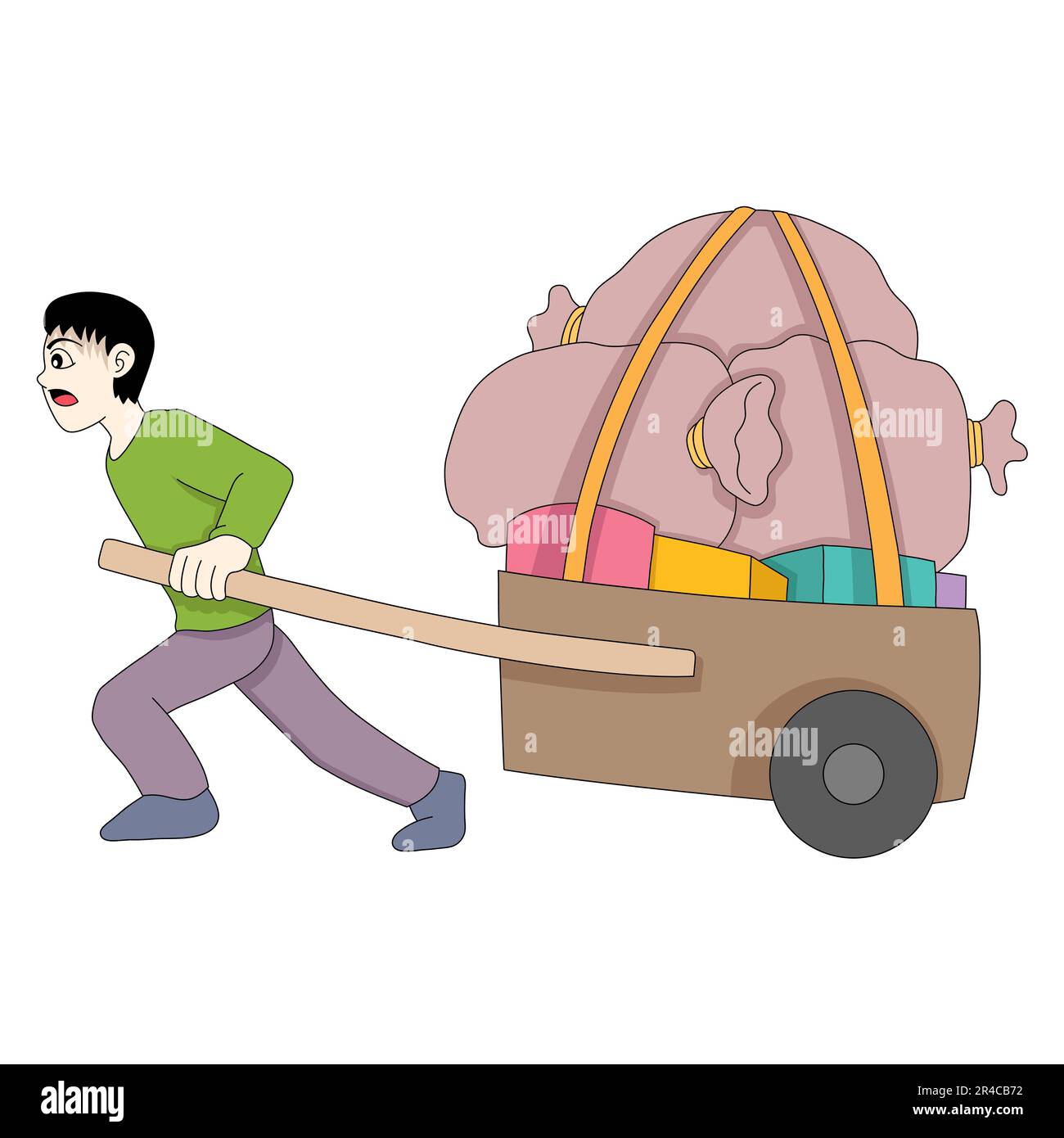 beggar and poor were pulling carts carrying goods for moving. vector ...
