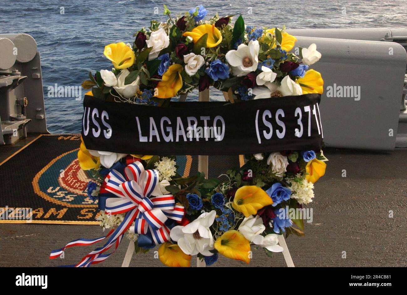 US Navy A wreath that will be placed in the ocean above the resting ...