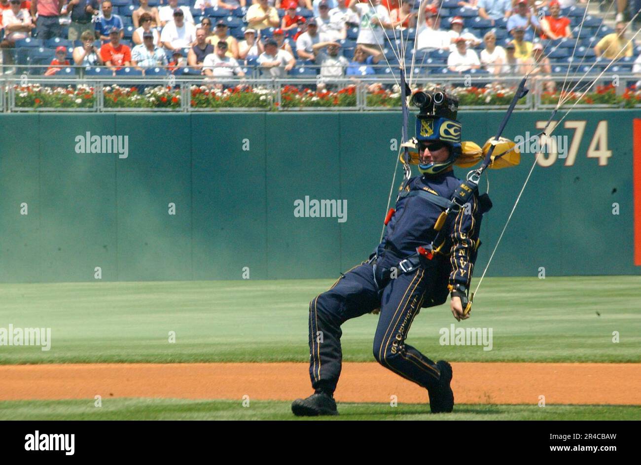 US Navy Chief Damage Controlman assigned to the Navy Parachute Team ...
