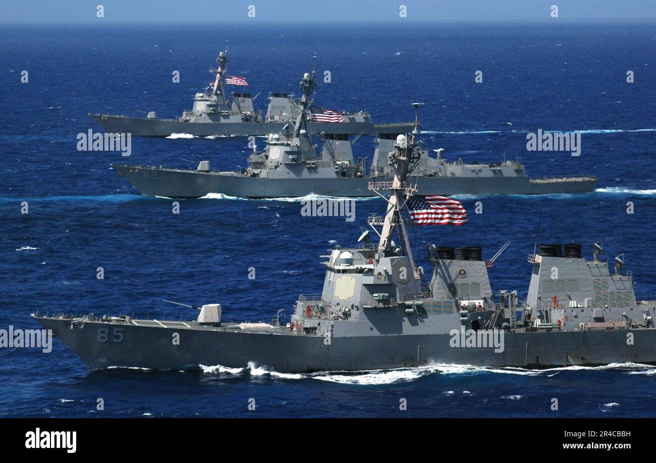US Navy Three Arleigh Burke-class guided-missile destroyers, the USS ...