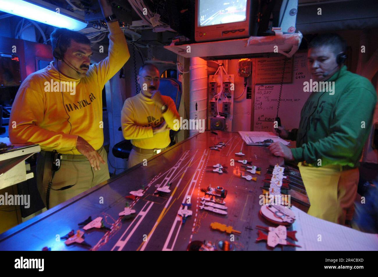 US Navy Flight Deck Control Handler, Lt. Cmdr. and Assistant Flight ...