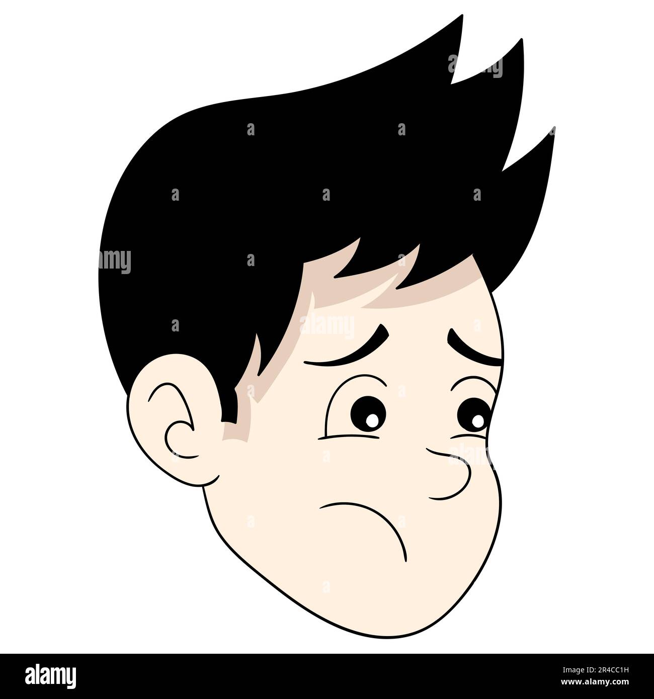 handsome boy head emoticon facial expression sad depressed. vector ...