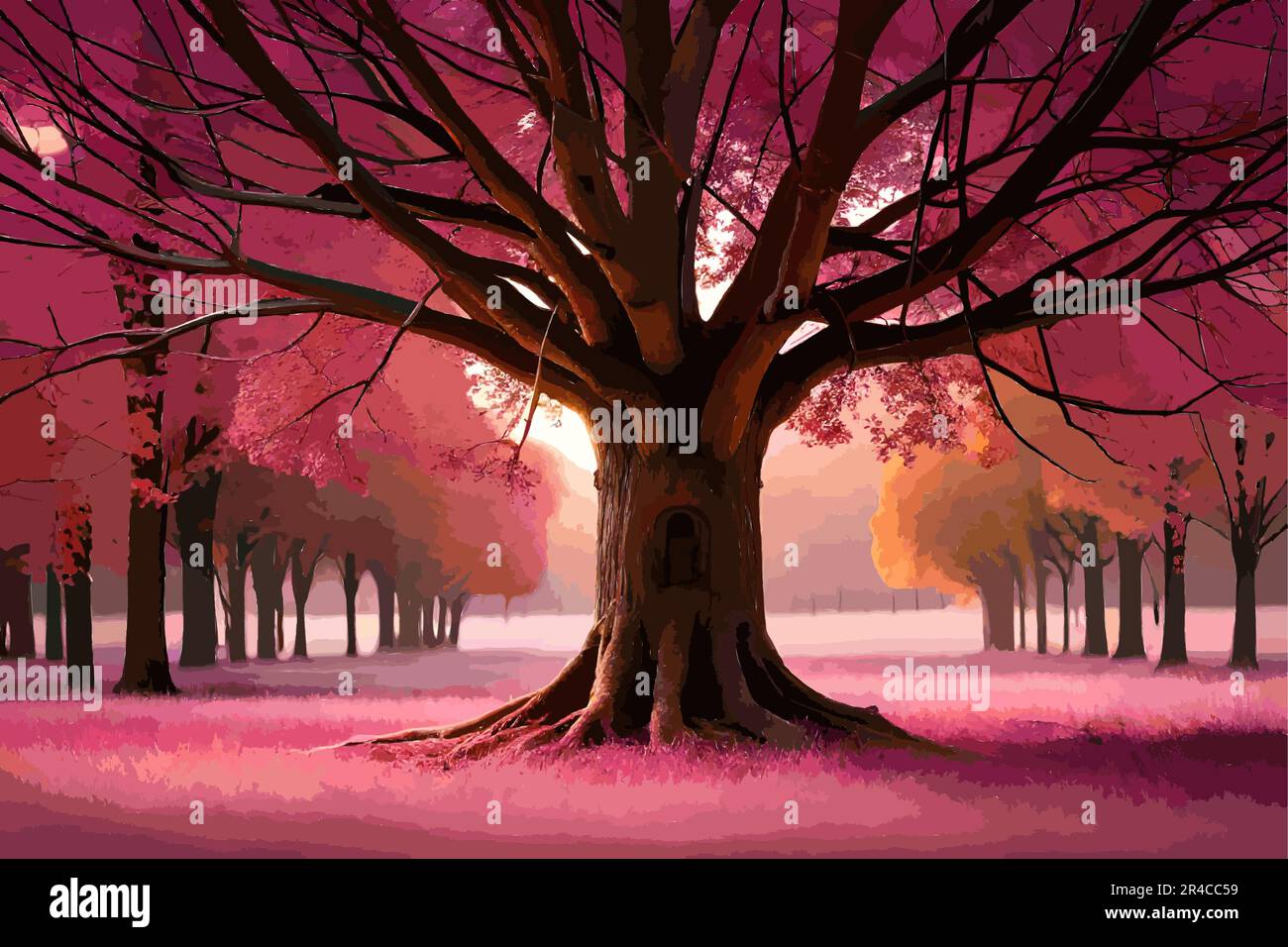 big pink tree Stock Vector Image & Art - Alamy