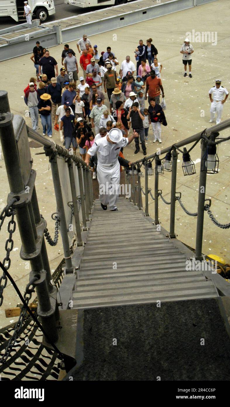 US Navy A Sailor assigned to the amphibious transport docks ship USS ...