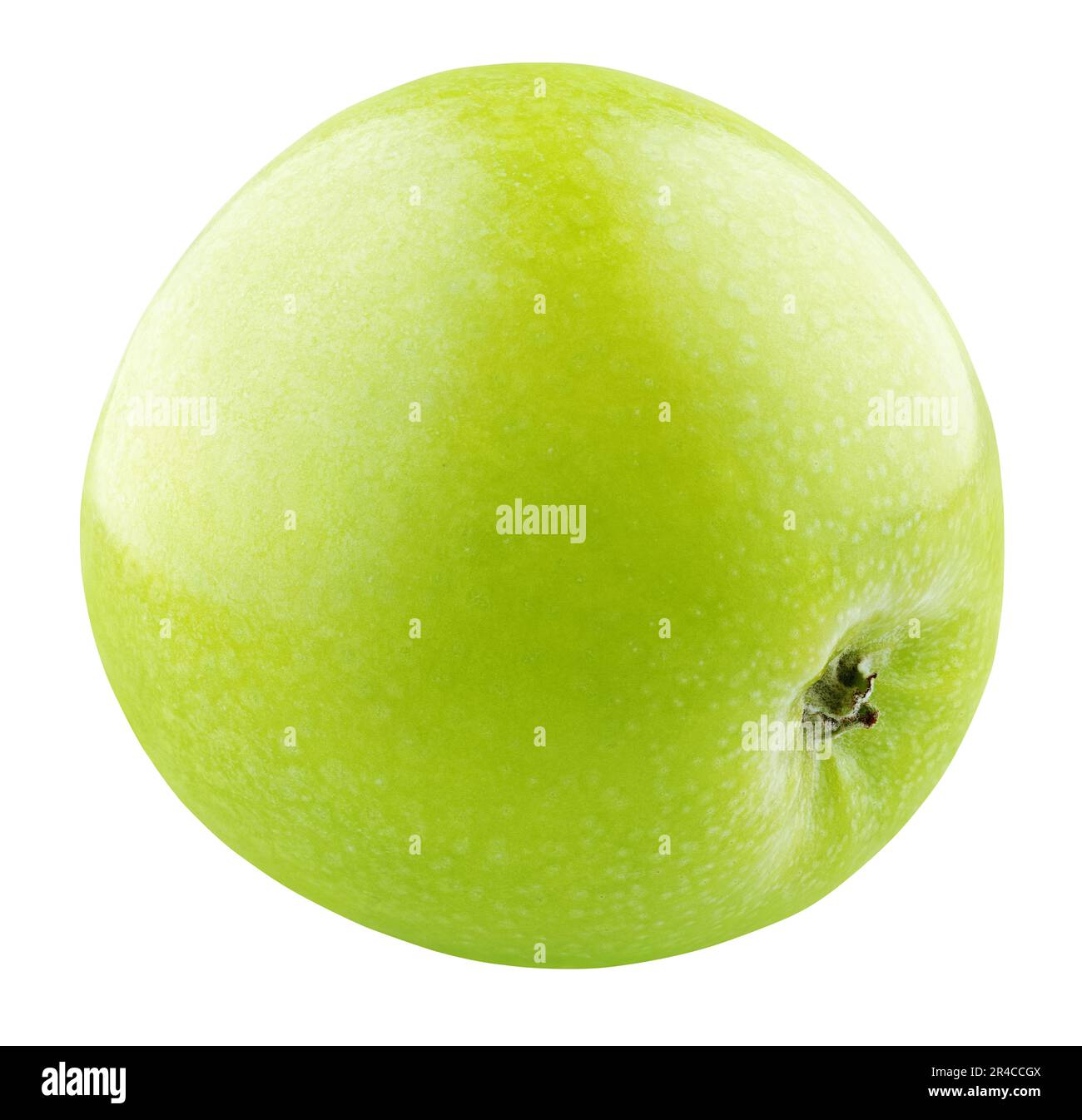 Single green apple fruit isolated on white background. Granny smith ...