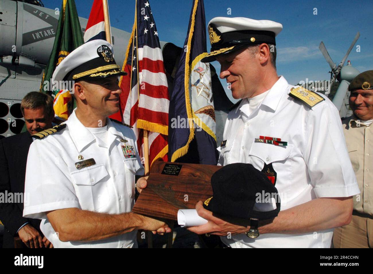 US Navy USS Monterey (CG 61) Commanding Officer, Capt. presents a ...