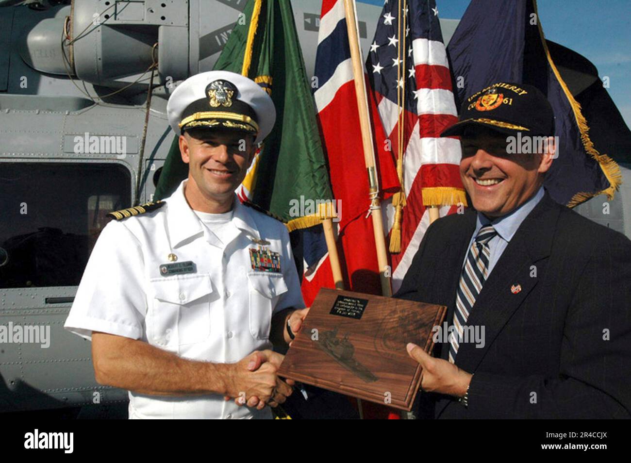 US Navy USS Monterey (CG 61) Commanding Officer, Capt. presents United ...