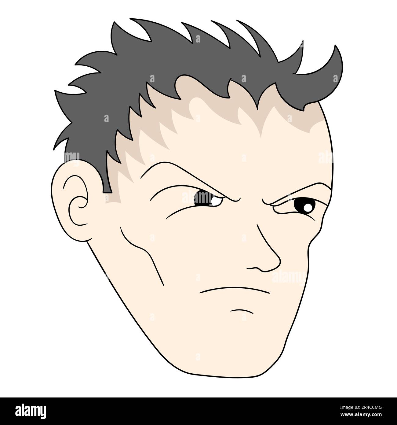 boy head messy hair emoticon facial expression fierce angry. vector ...