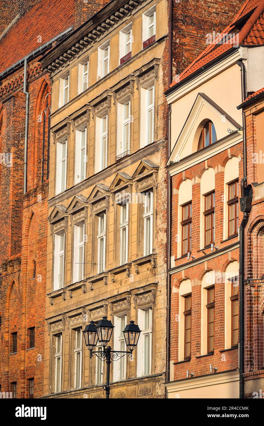 Old Town of Torun. Gothic tenement houses in old town Torun, listed by ...