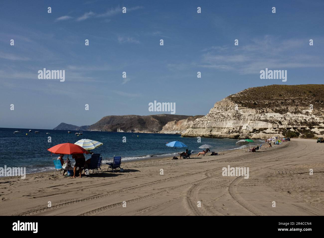 The beach at Agua Amarga, at the Cabo de Gata natural park. Almería ...
