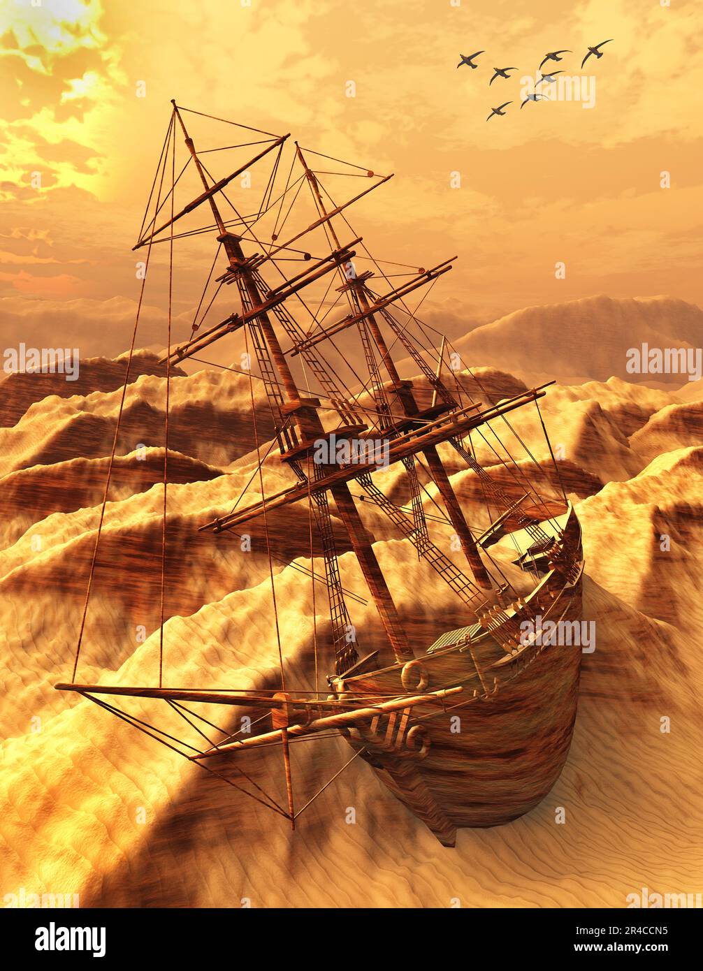 Ship In A Desert Stock Photo - Alamy