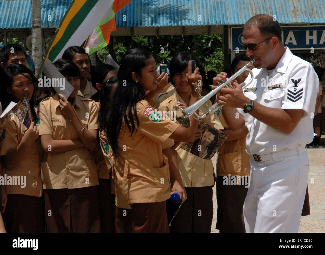 US Navy Navy Musician 1st Class a member of U.S. Navy Showband embarked ...