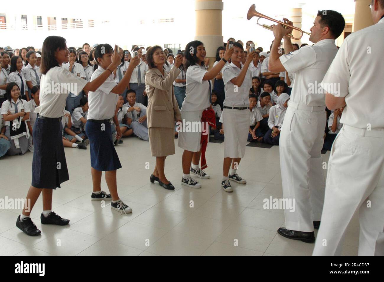 US Navy Navy Musician 2nd Class with the U.S. Navy Show Band, performs ...