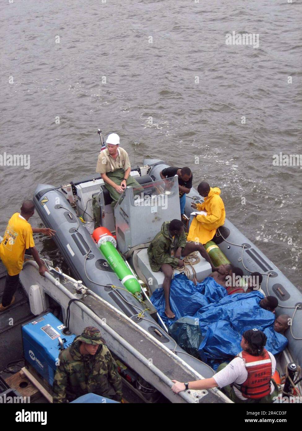 US Navy Liberian fishermen whose canoes capsized two nautical miles ...