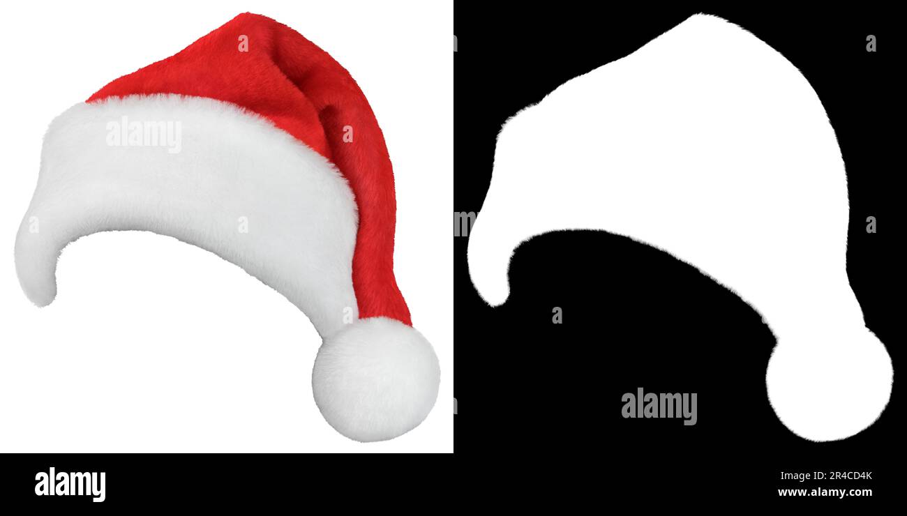 Santa Claus hat or christmas red cap isolated on white background with ...