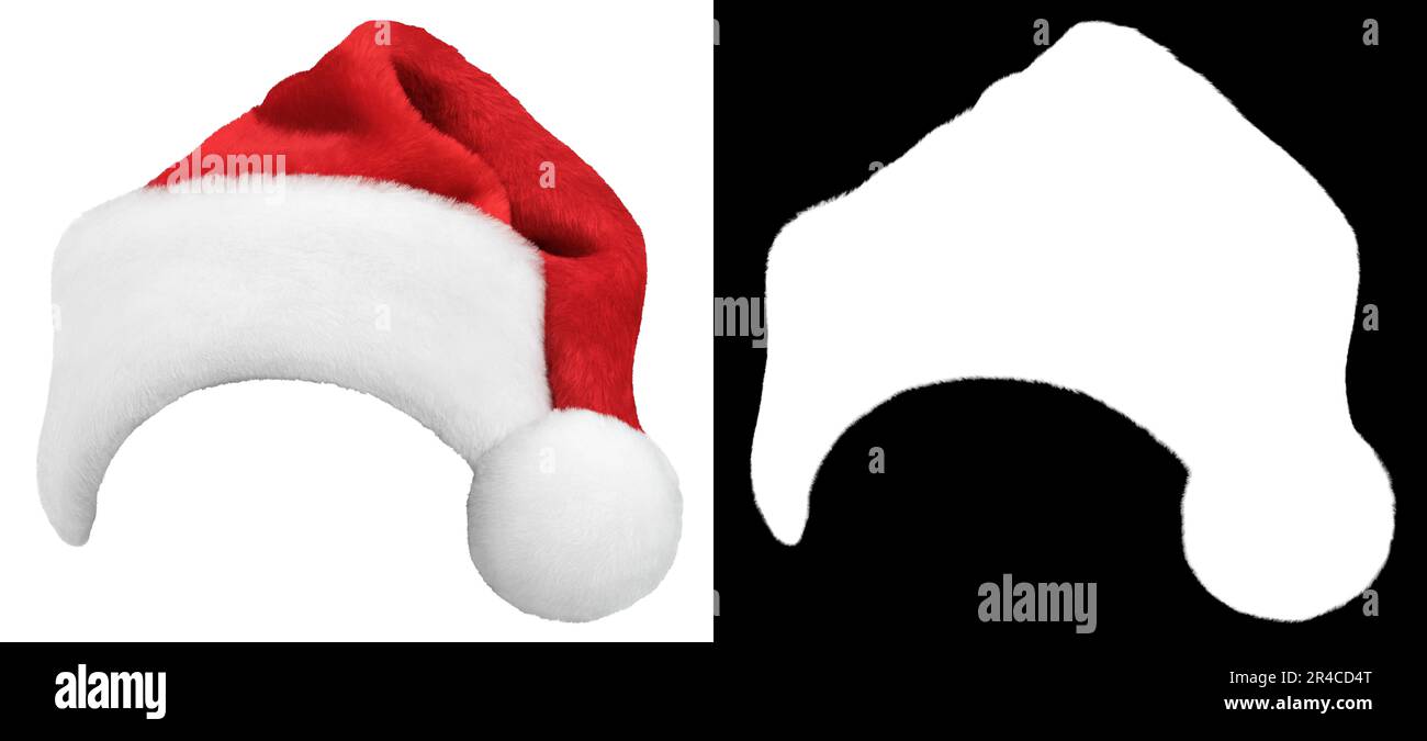 Santa Claus hat or Christmas red cap isolated on white background with ...