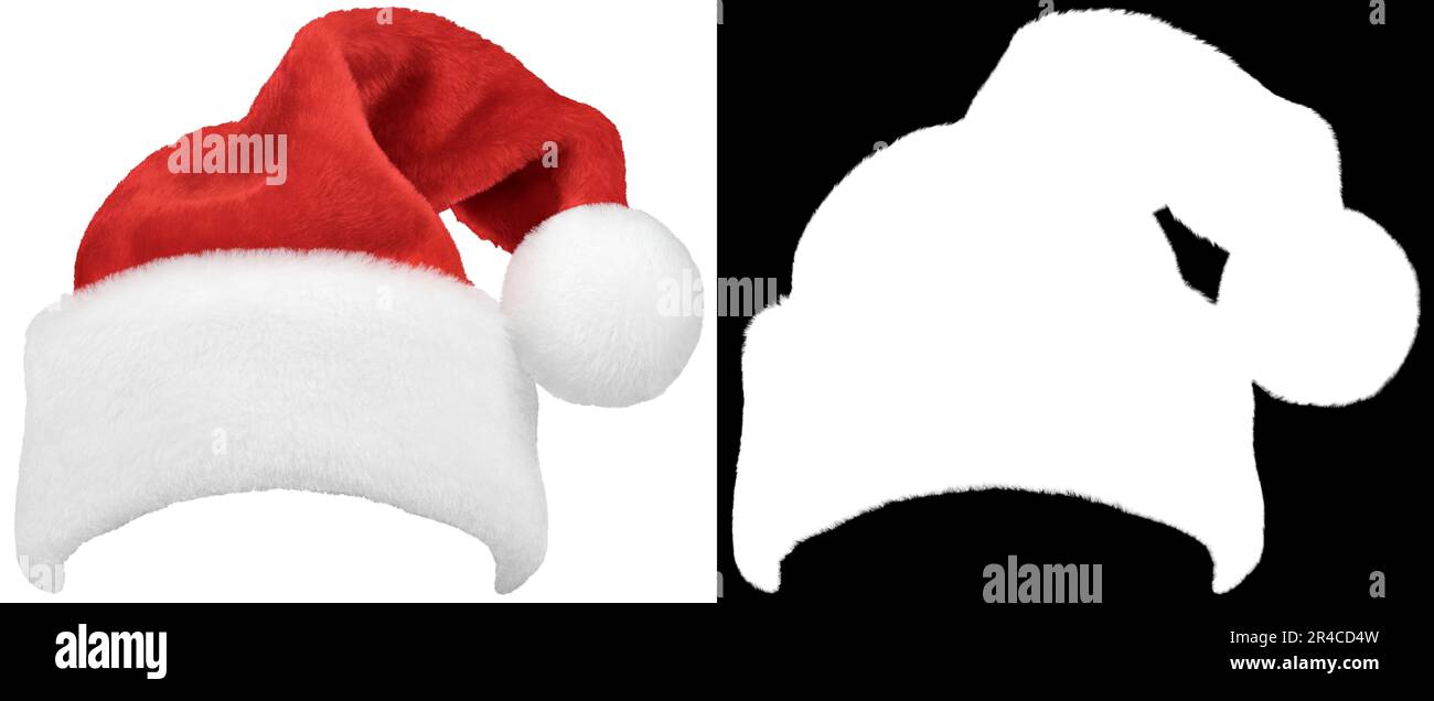 Santa Claus hat or Christmas red cap isolated on white background with ...