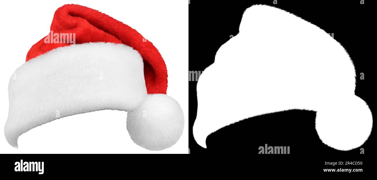 Santa Claus hat or christmas red cap isolated on white background with ...