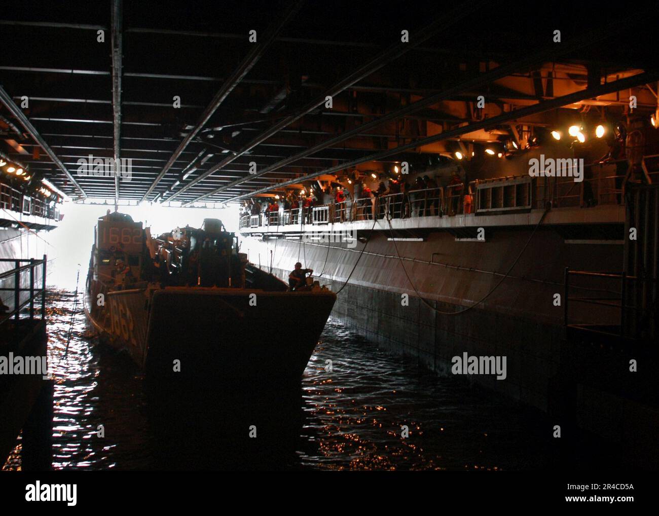 US Navy A Landing Craft Utility (LCU) makes its way into the well deck ...