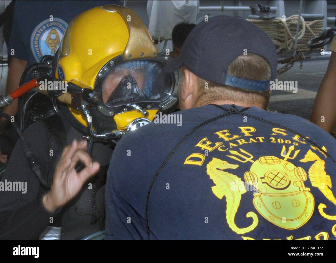 US Navy A Navy diver assigned to the rescue and salvage ship USS Salvor ...