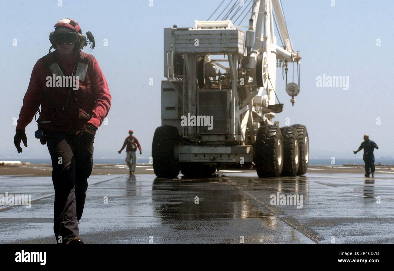 US Navy In preparation for testing the counter-measure wash down system ...