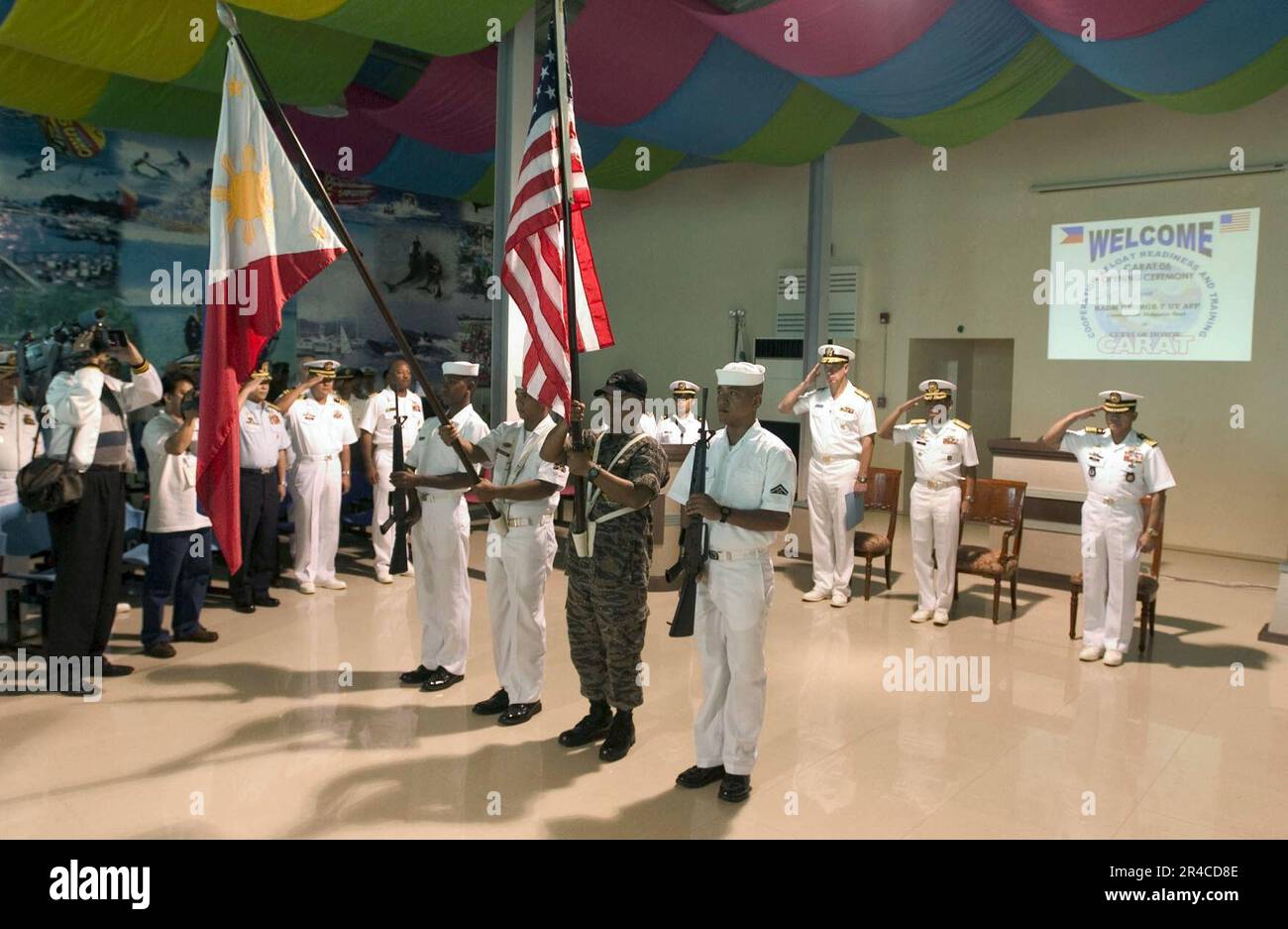 US Navy A Philippine Navy color guard parades the colors for the ...