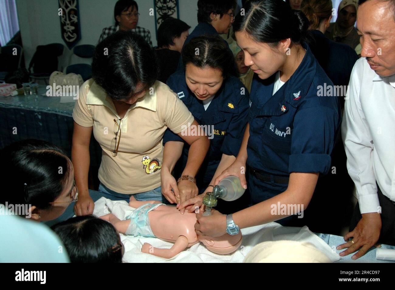 US Navy Navy Lt. and Navy Hospital Corpsman 3rd Class demonstrate ...