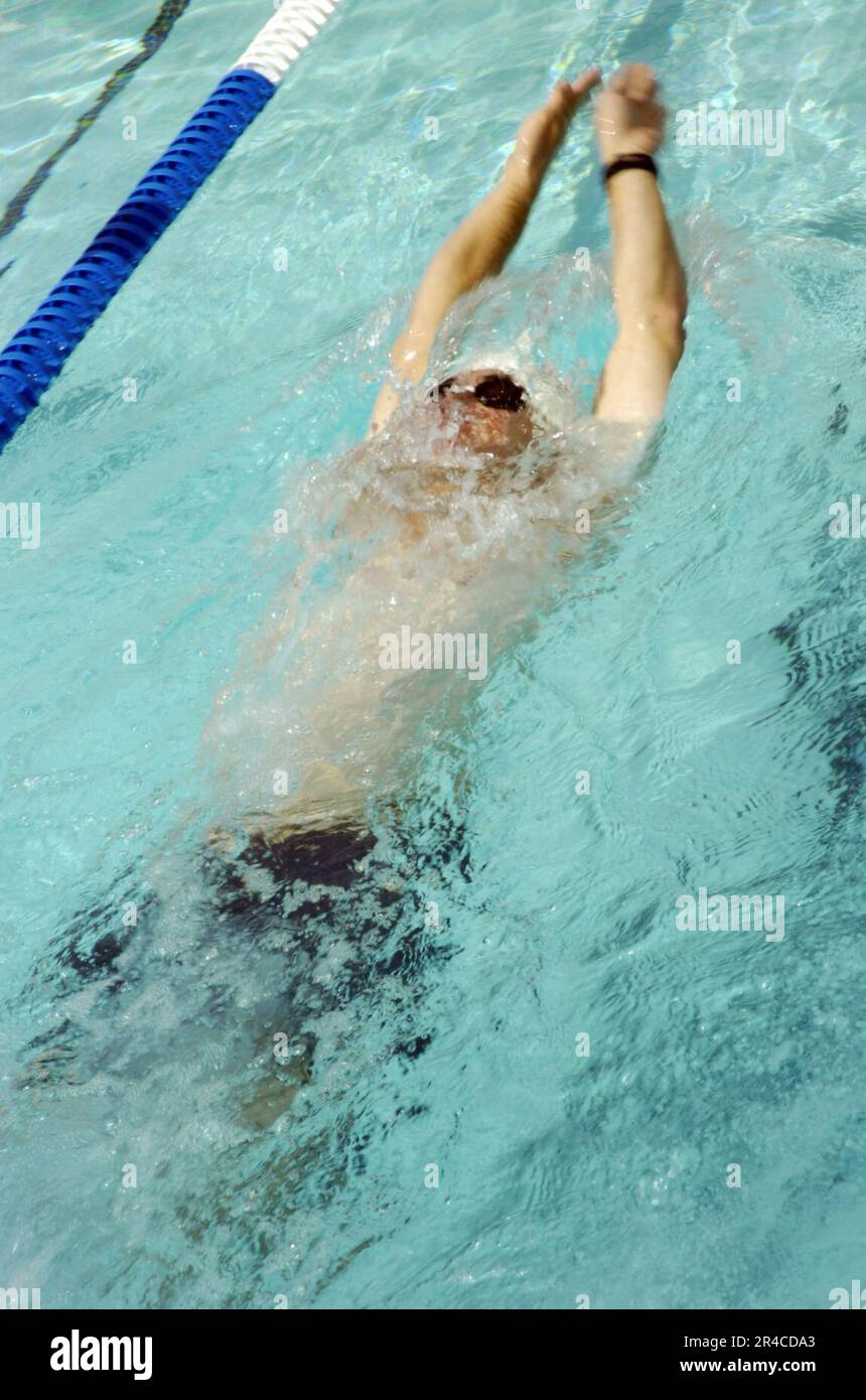 US Navy U.S. Marine Corp, Sgt. competes in the backstroke swim ...