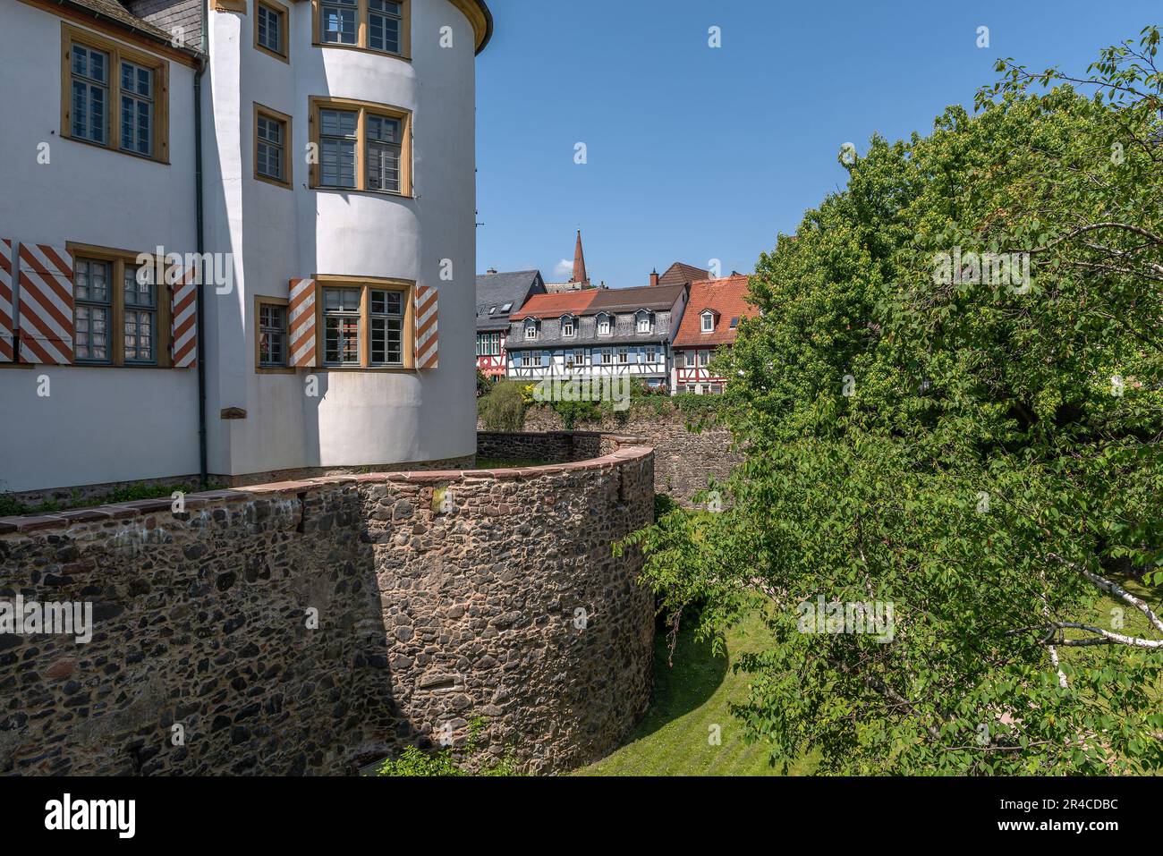 Moat of the medieval castle in Frankfurt-Hoechst, Germany Stock Photo ...