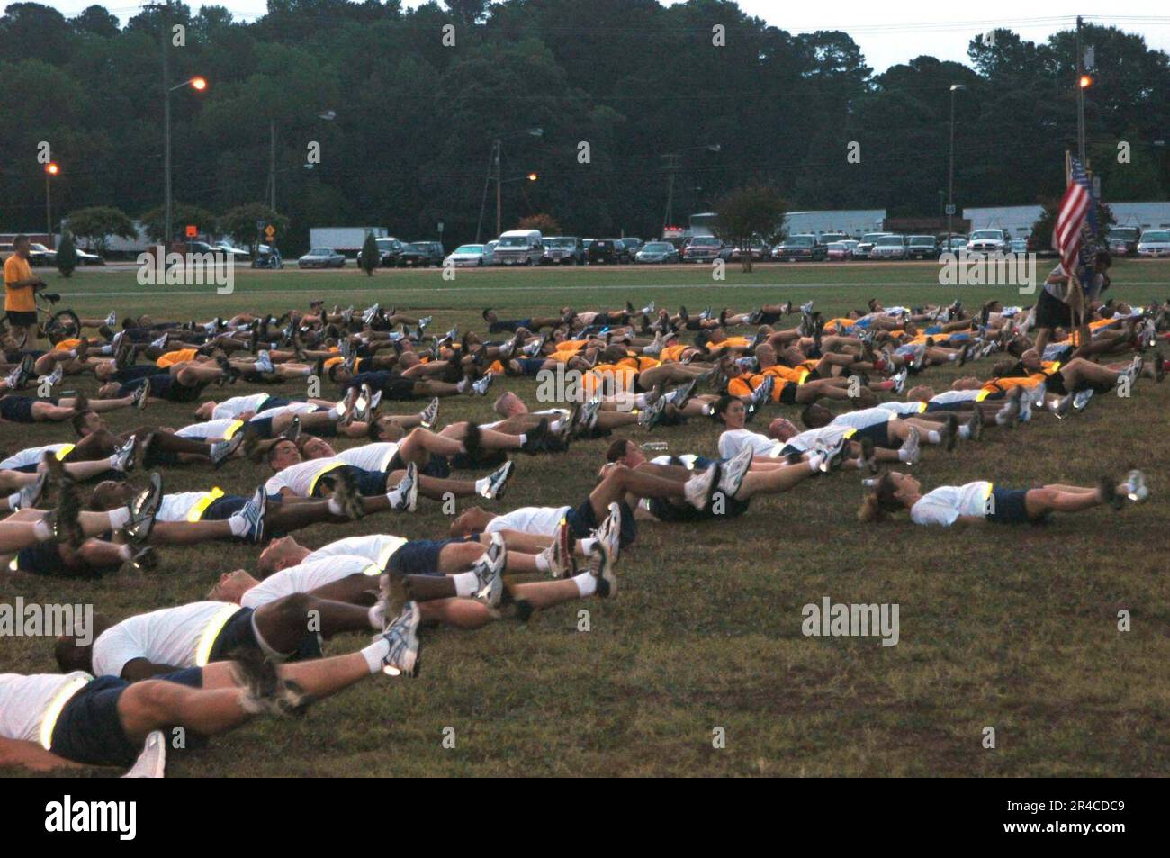 US Navy Chief selectees warm up before the three-mile Chief Petty ...