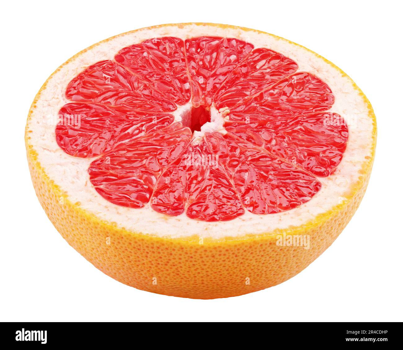 Front view of half grapefruit citrus fruit isolated on white background ...