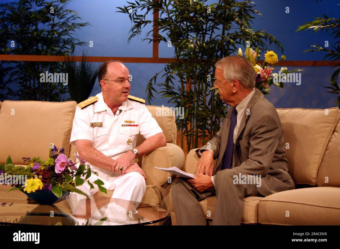 US Navy Chief of Naval Personnel Vice Adm. John C. Harvey Jr. is interviewed by Cleveland news ...