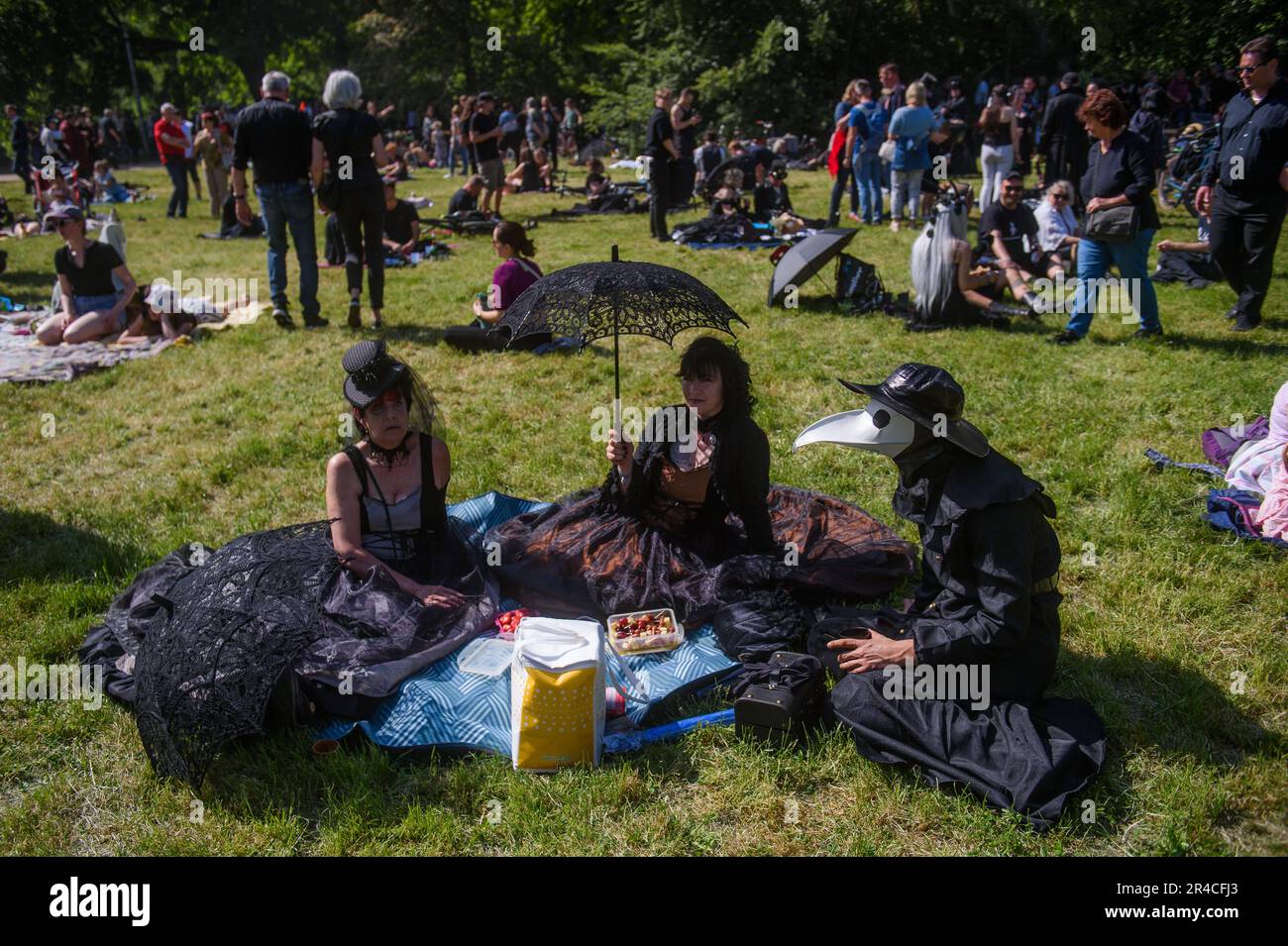 Participants attend the Victorian Picnic at the city park in Leipzig ...