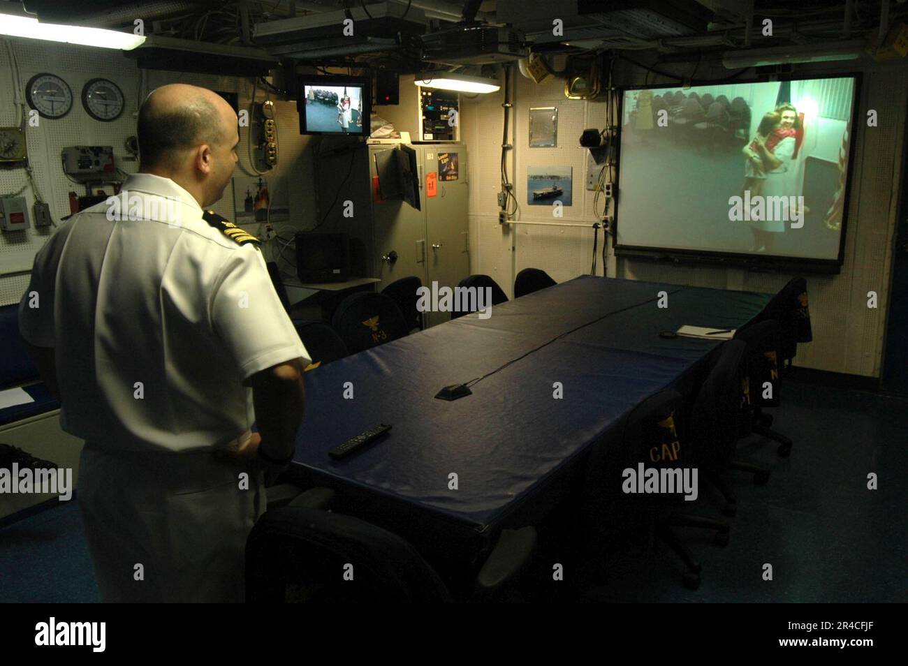 US Navy Lt. Cmdr. says hello to his wife and daughter over video ...