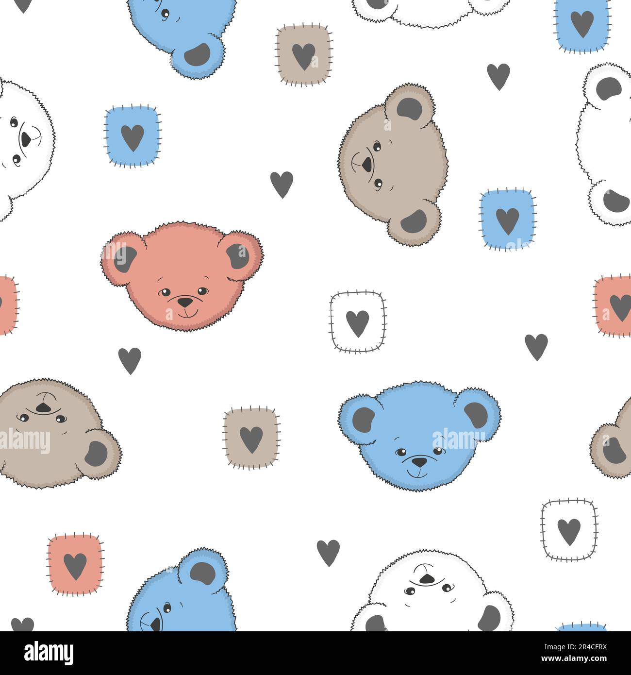 Cute teddy bears seamless pattern. Vector childish background for ...