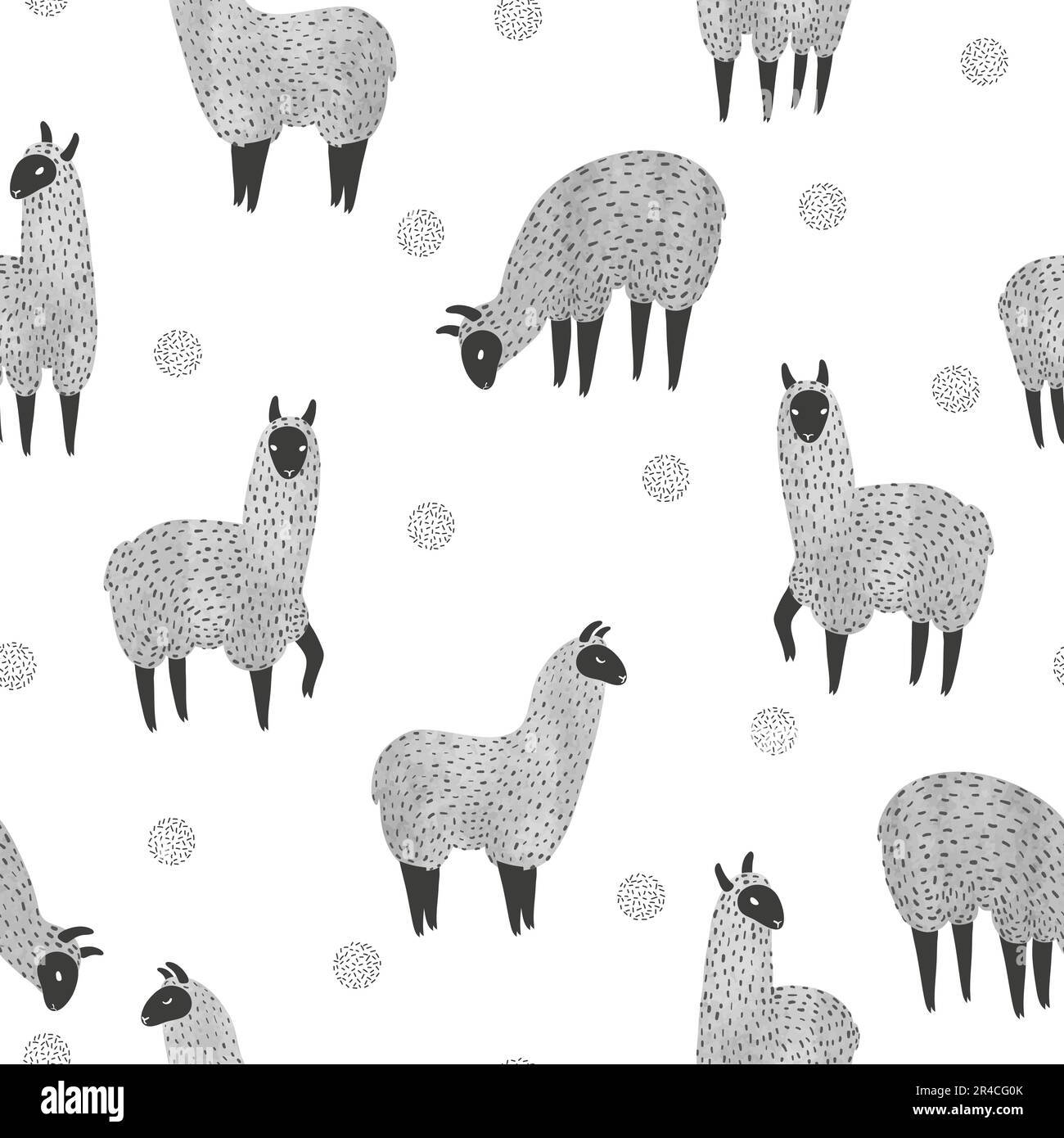 Seamless pattern with cute watercolor llama. Vector lamas background Stock Vector Image & Art ...