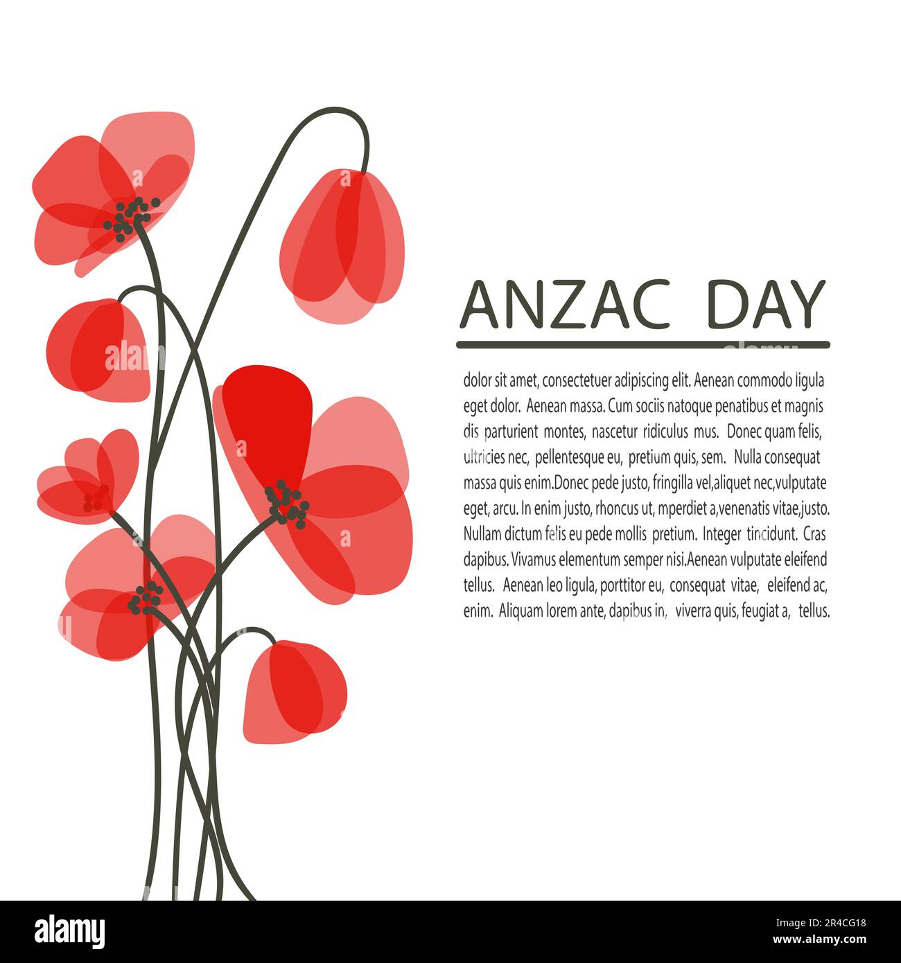 Bright poppy flowers vector illustration. Remembrance day symbol. Anzac ...