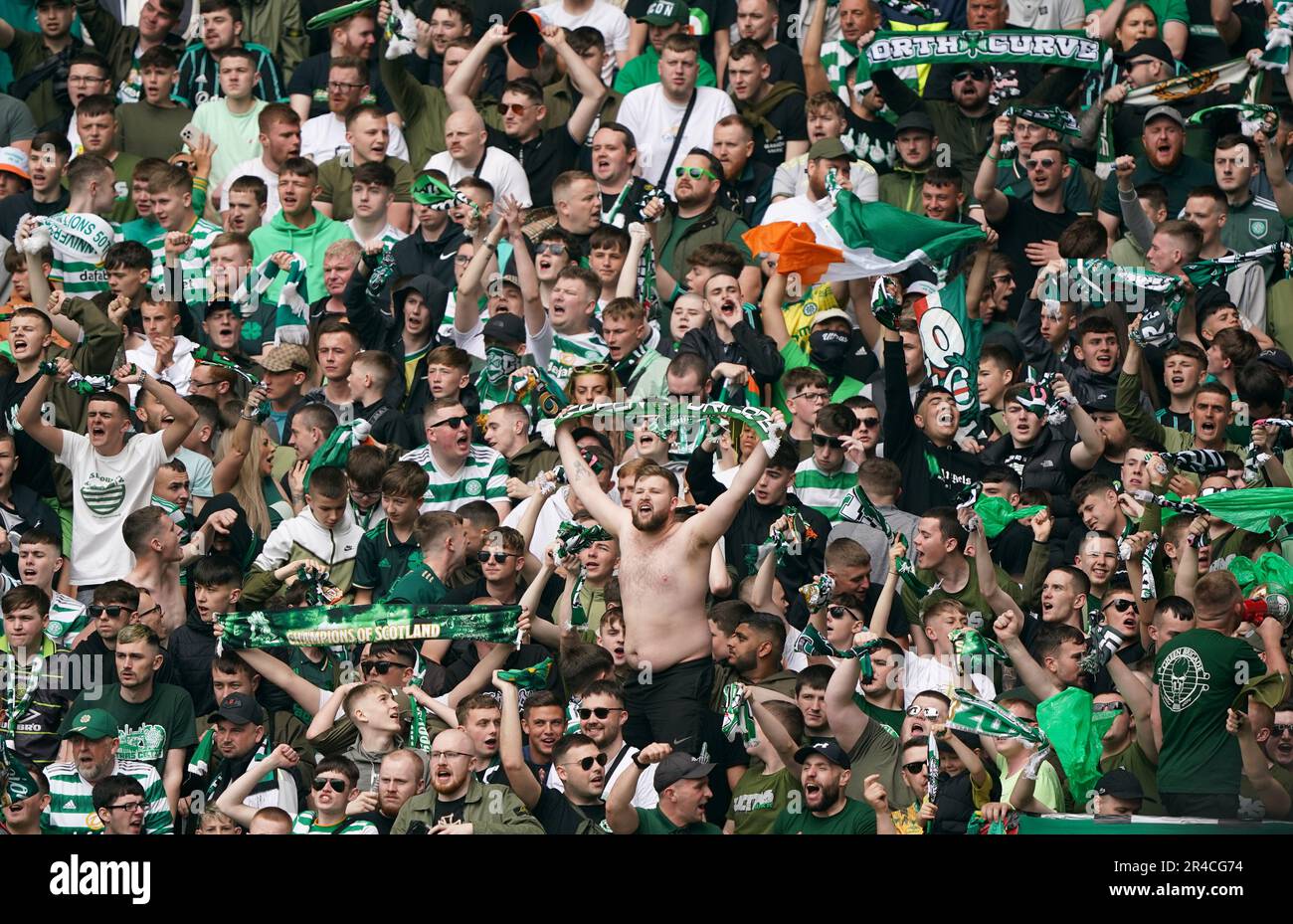 Celtic fans show their support in the stands during the cinch ...