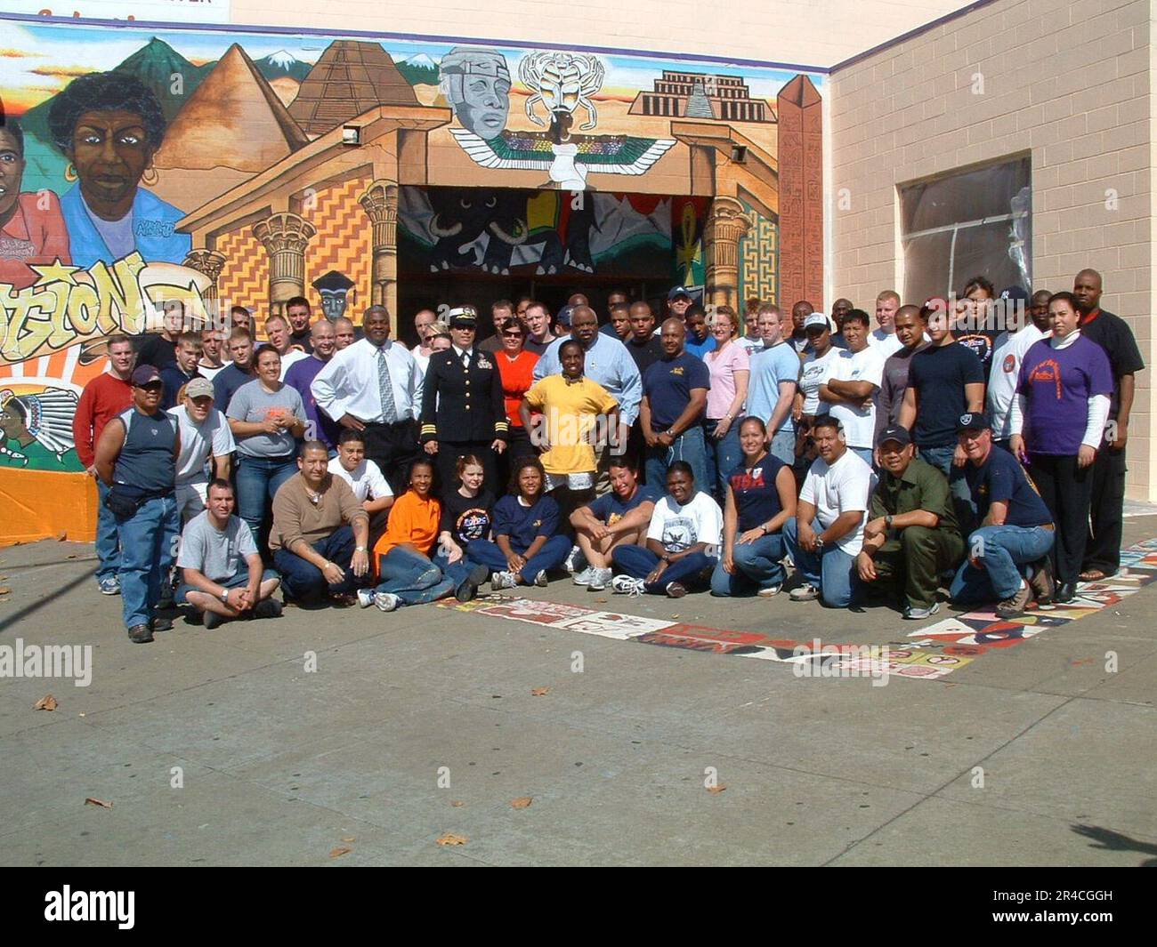 US Navy The working party from the USS Nimitz (CVN 68) poses with local ...
