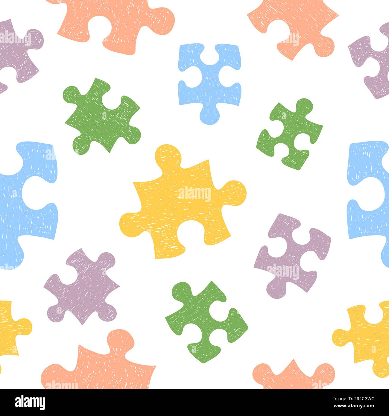 Colorful seamless pattern with doodle puzzle pieces Stock Vector Image ...