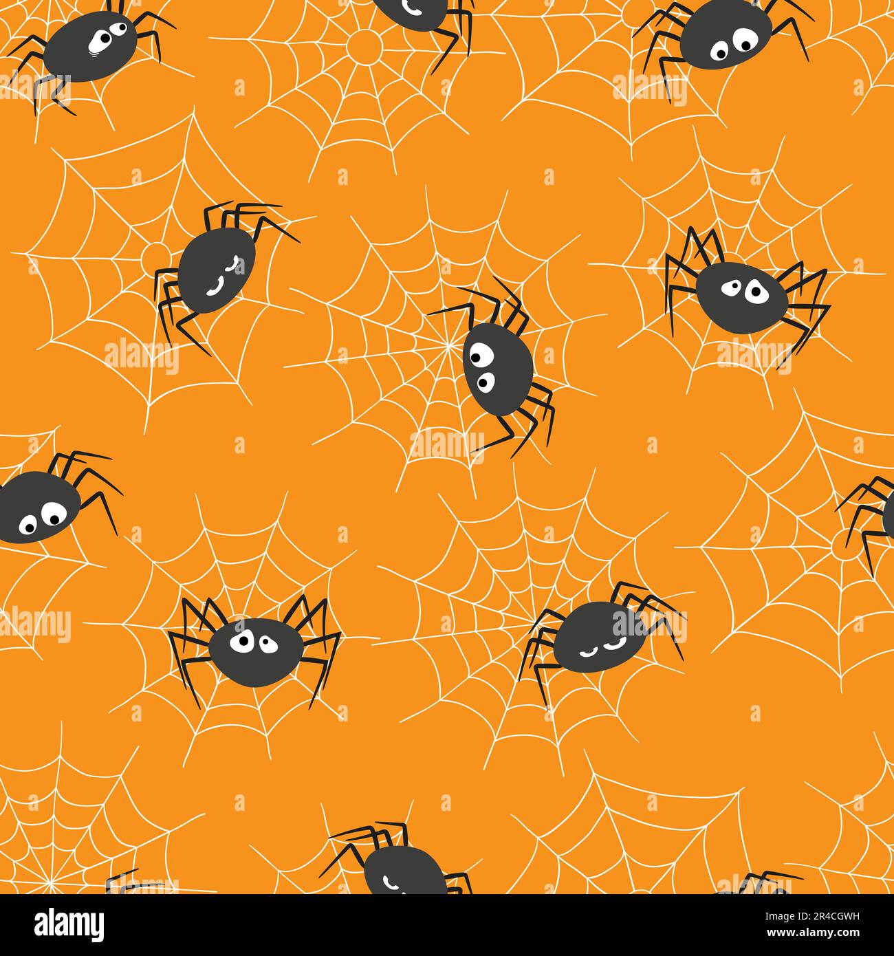 Seamless pattern with cute spiders and spider webs. Halloween theme, vector illustration Stock ...