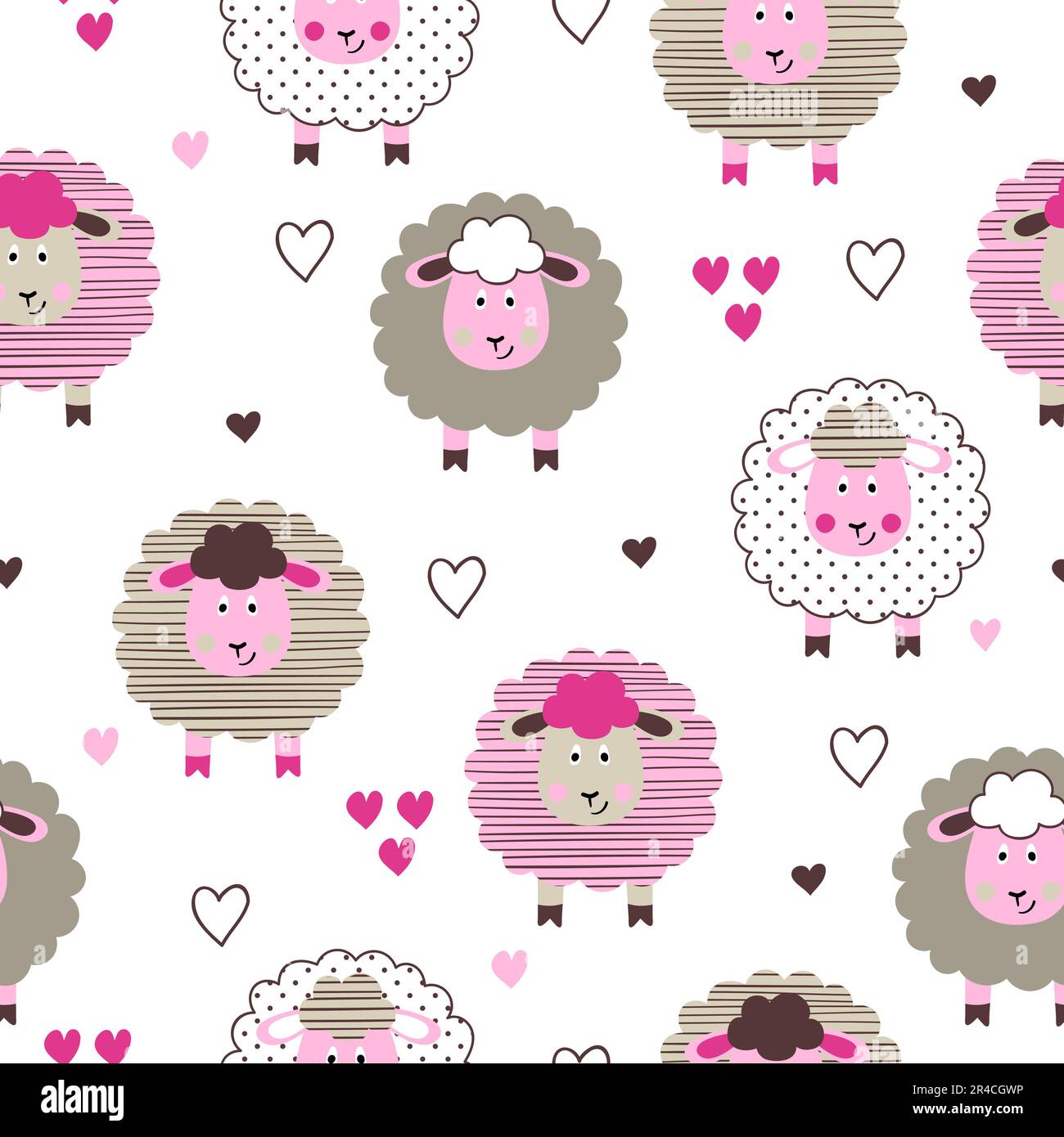 Seamless cute sheep pattern. Vector background for kids Stock Vector ...