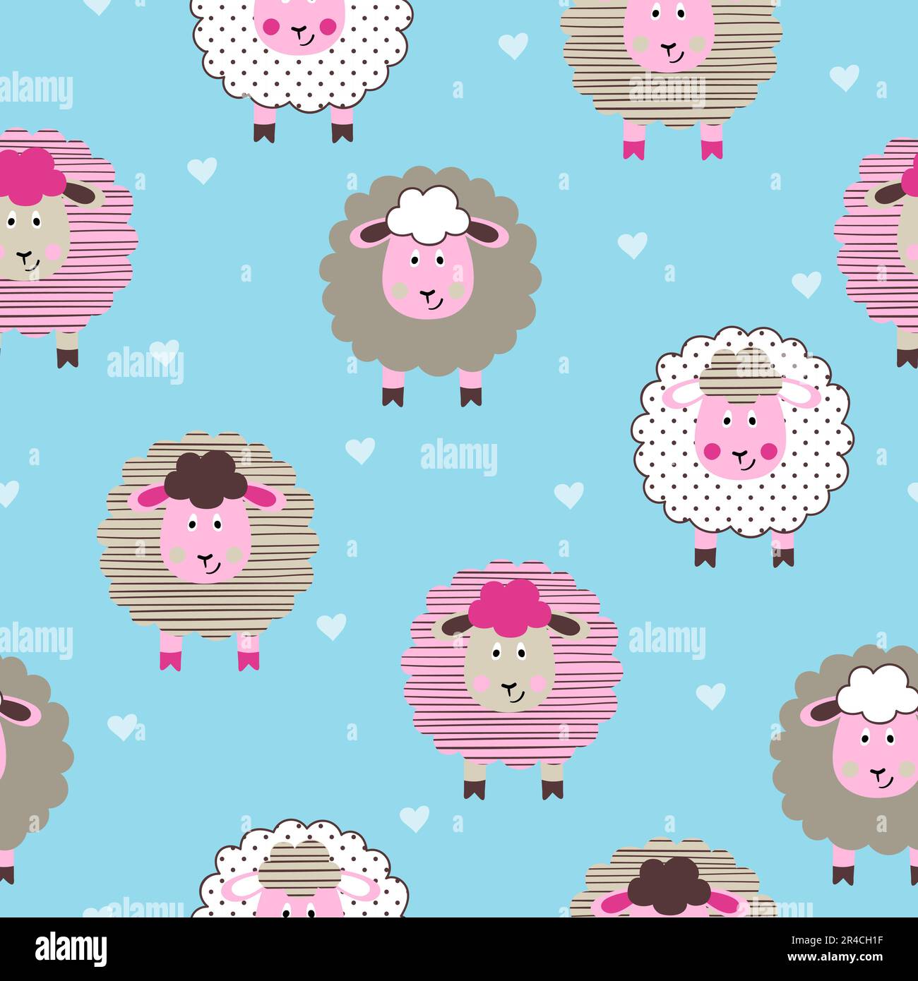 Seamless cute sheep pattern. Vector childish background for textile ...