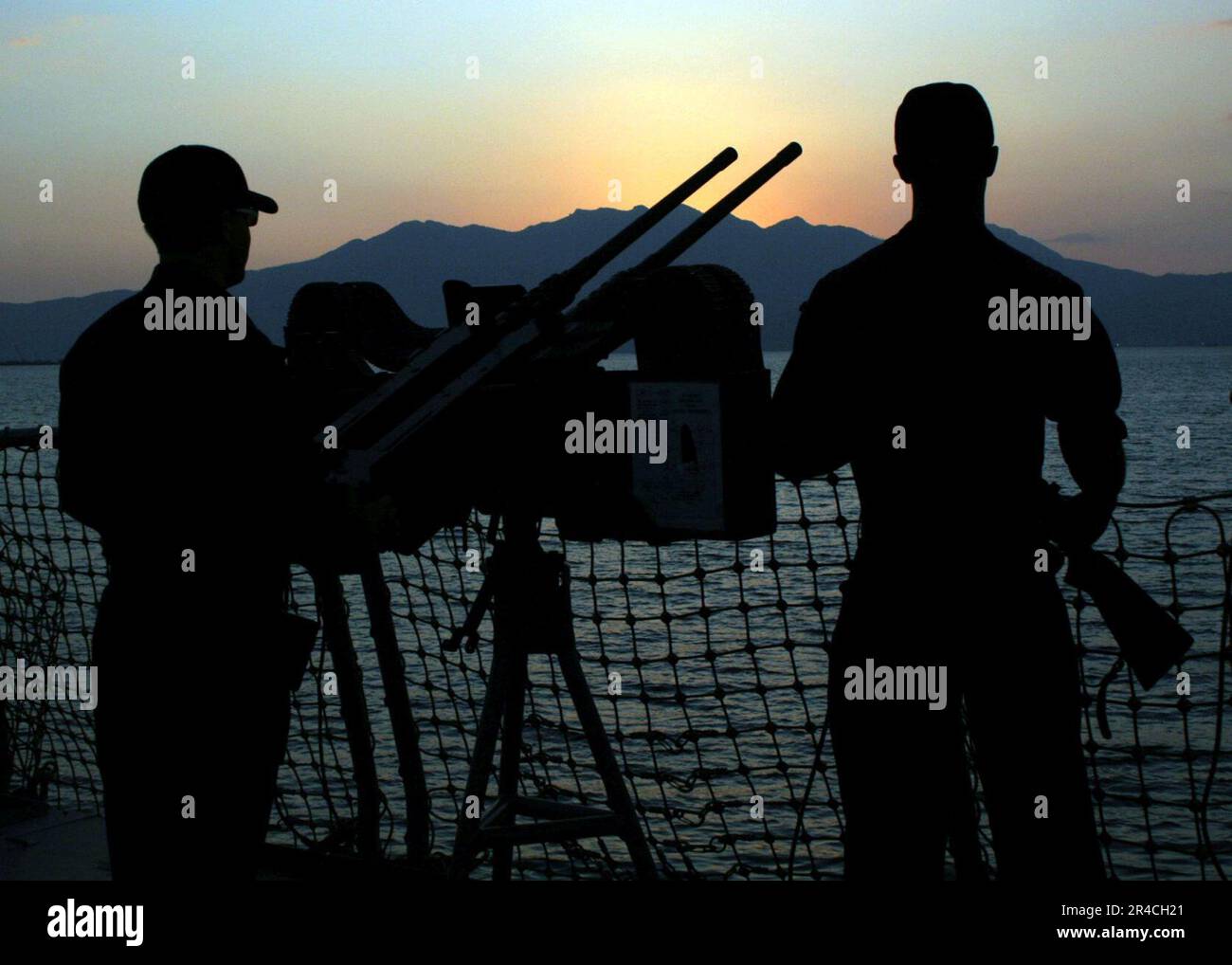 US Navy Gunner's Mate 2nd Class Carrier stand Force Protection watch on ...