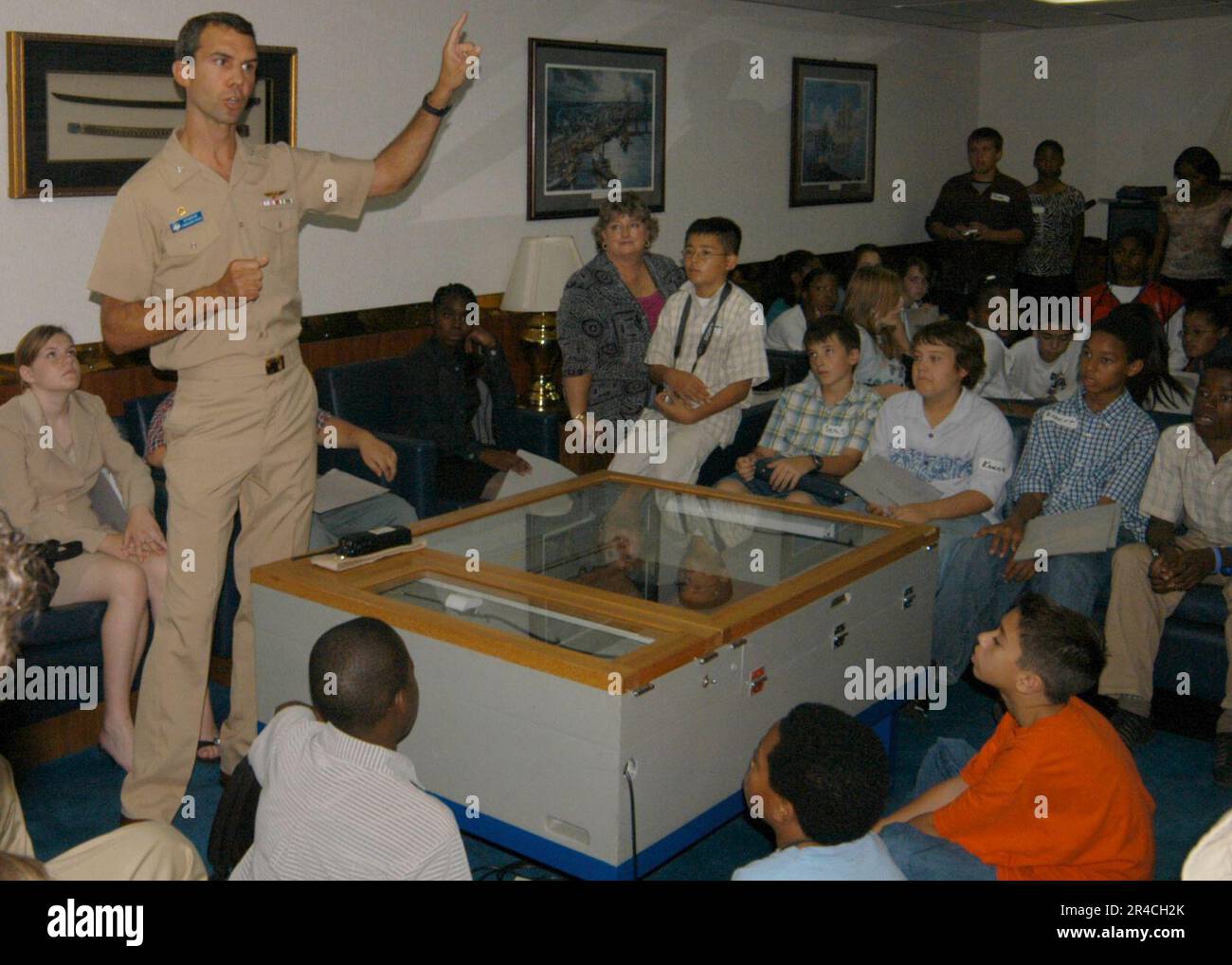 US Navy USS Blue Ridge (LCC 19) Commanding Officer, Capt. gives ...