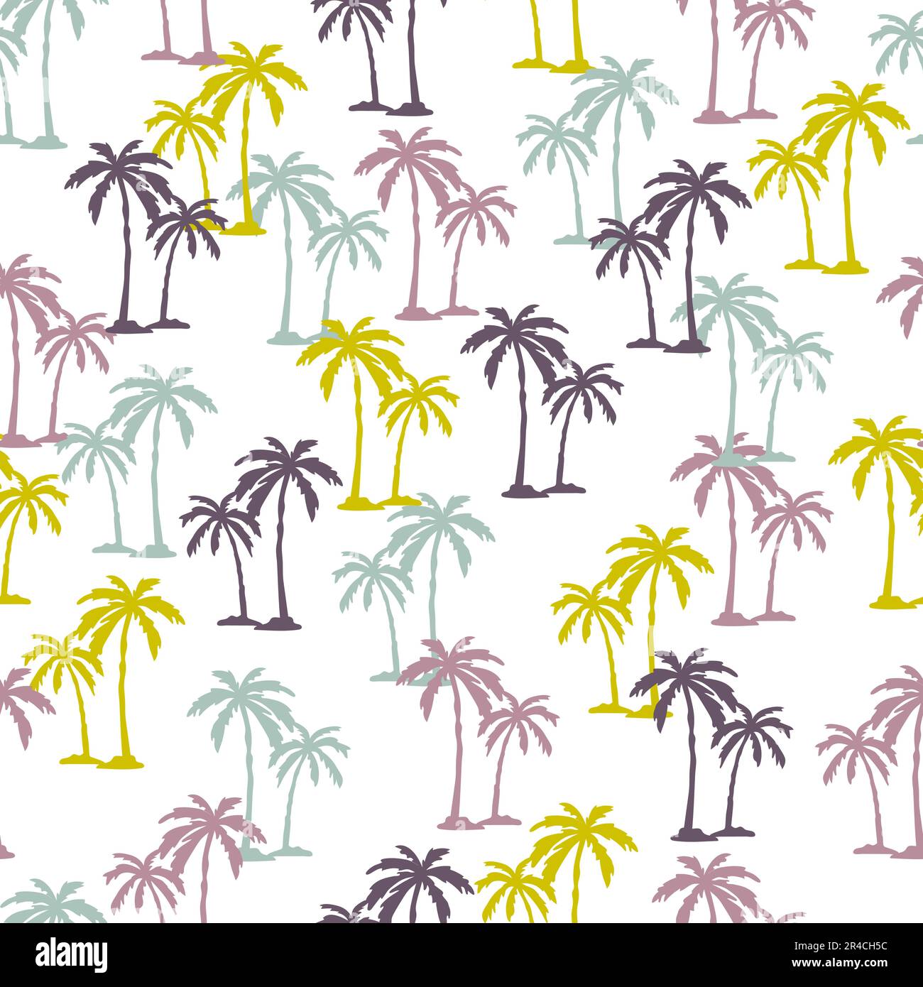 Seamless pattern with colorful palm trees. Vector tropical background ...